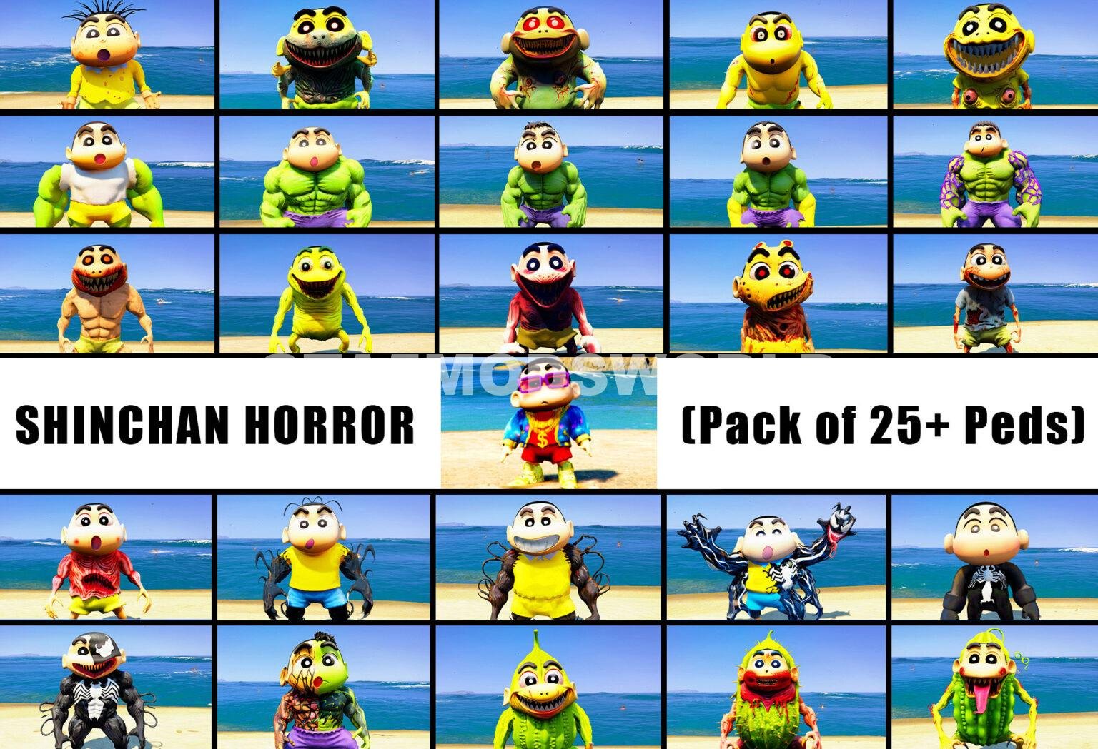 Shinchan GTA 5 Mods ( Pack of 25+ Peds) - GTA5MODSWORLD